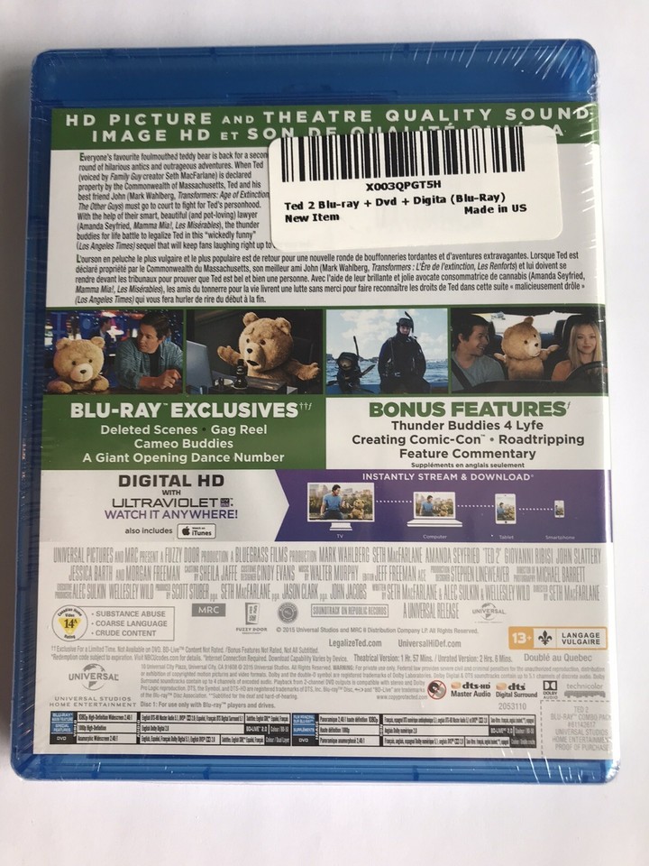 Ted 2 (Blu-ray Disc, 2015, 2-Disc Set, Includes Digital Copy ...