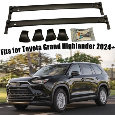 Fit Toyota Grand Highlander 2024 Black Crossbar Roof Rail Rack Cross ...