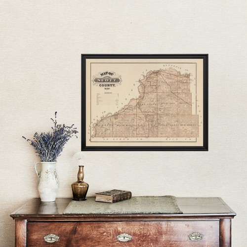 Old Map of Scott County, MN 1874 - Vintage Minnesota Art | eBay