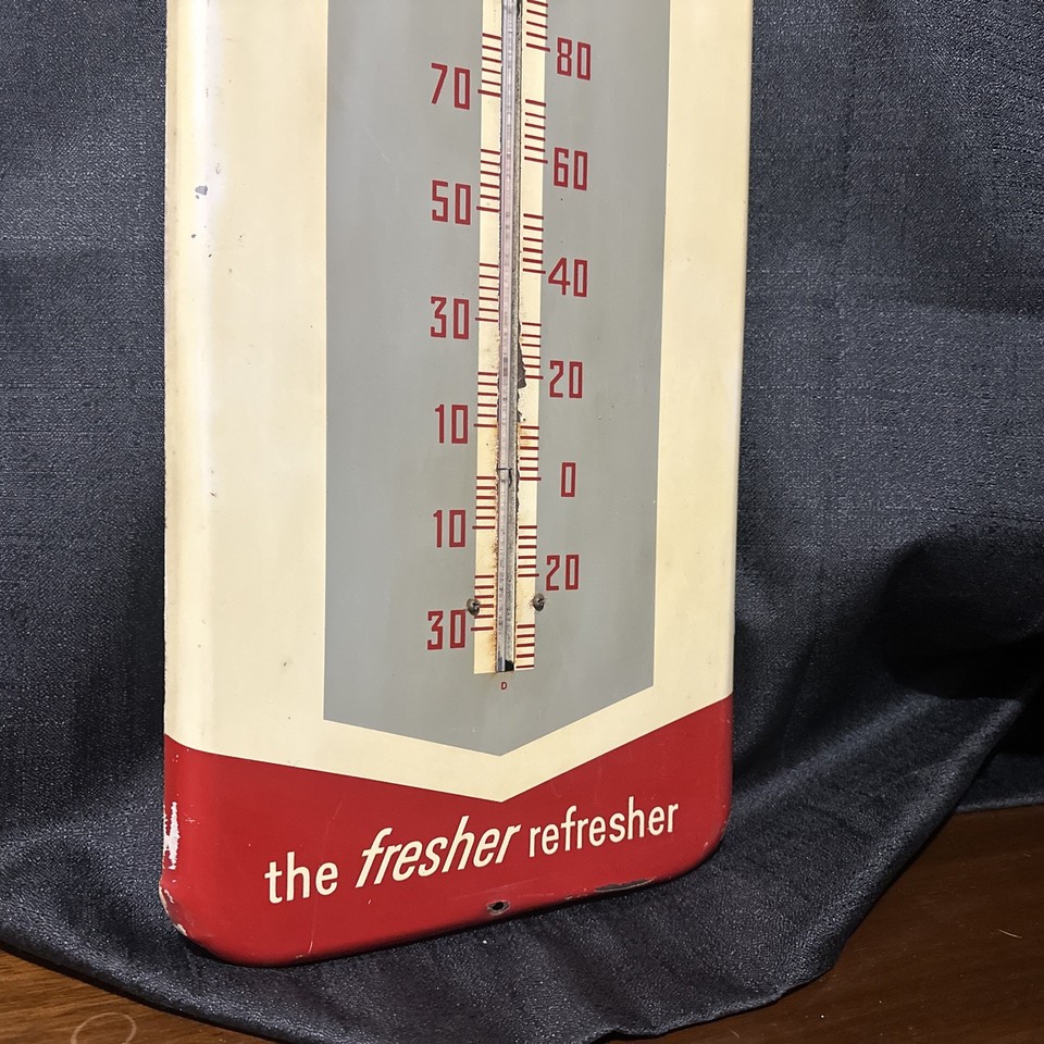 Vintage RC ROYAL CROWN COLA Thermometer Tin Soda Sign 25"×10"- Minty ...