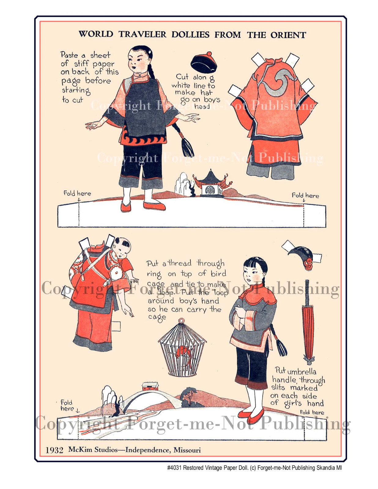 JAPAN and CHINA Paper Dolls, 2 Pgs Restored from 1931-32. Archival ...