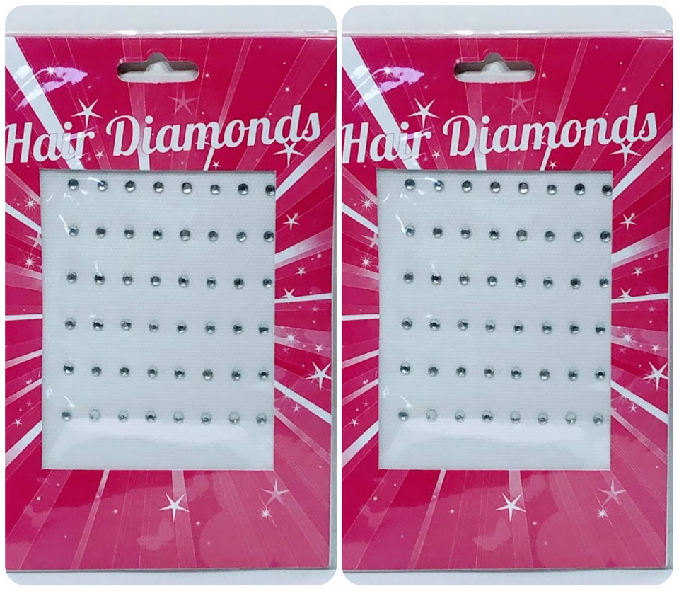 2 PACK 96 Hair Diamonds Jewels Floating Crystals Iron On Gems Wedding ...