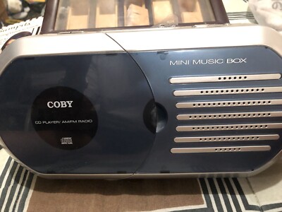 COBY mini music box cd player/AM/FM radio blue and silver | eBay