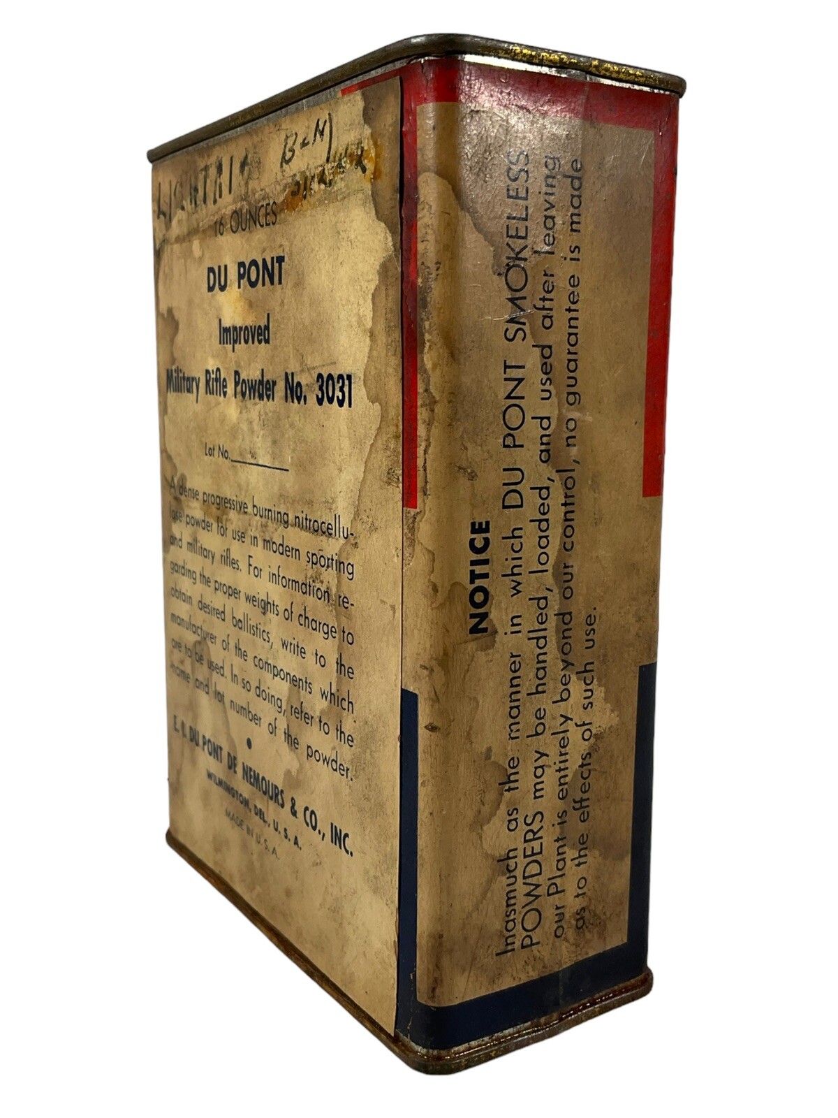 Vintage 1940’s DuPont 6in Military Rifle Powder #3031 Can Only *RARE ...