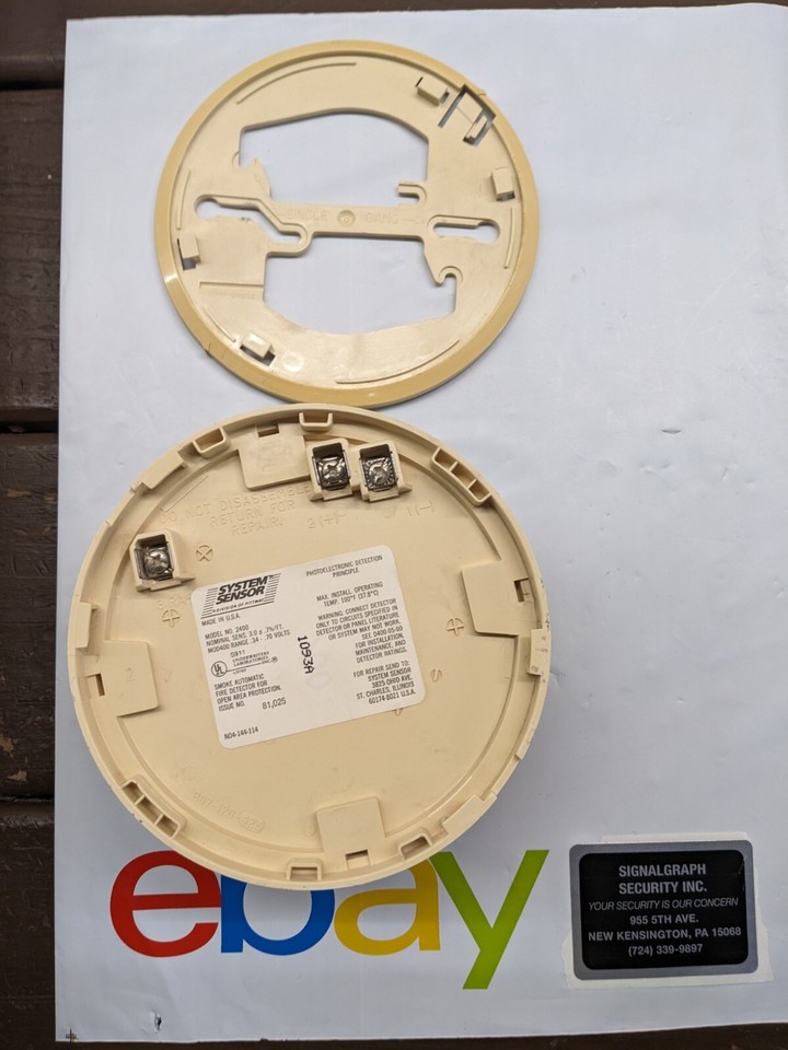 System Sensor 2400 Fire Alarm Smoke Detector Head + Base | eBay