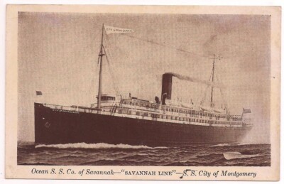 S.S. CITY OF MONTGOMERY Postcard SAVANNAH LINE Ocean Steamship Co. Ship ...