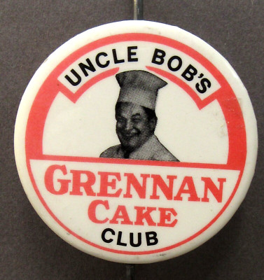 vintage UNCLE BOB'S GRENNAN CAKE CLUB advertising celluloid bill hook ...