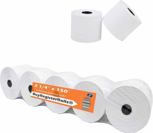 (Pack of 5 Rolls) 2 1/4 x 150 ft, White, adding machine tape Paper ...