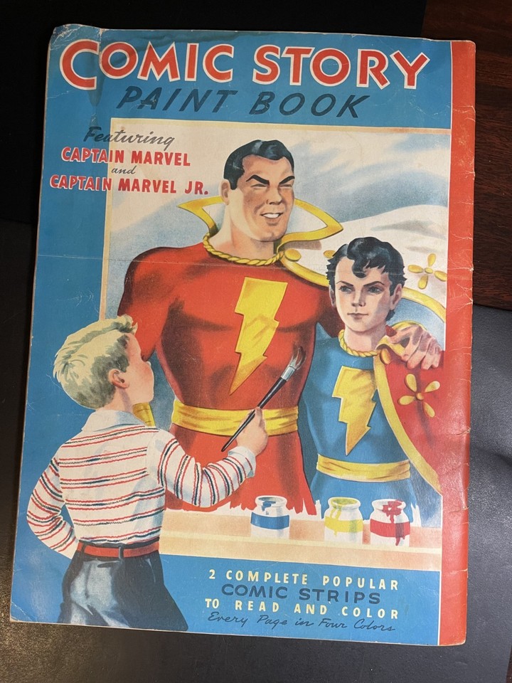 Captain Marvel Comic Story Paint Book Fawcett 1943 Samuel Lowe | eBay