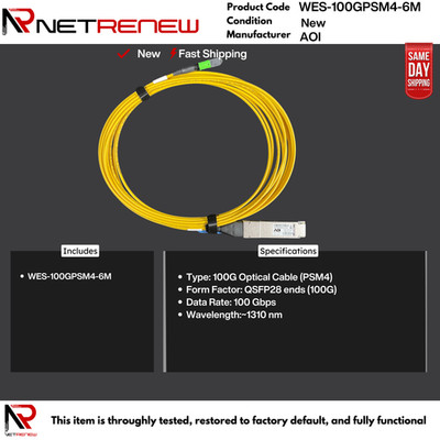 NEW AQP3SN06EDLA1301AOI 100G PSM4 QSFP28 1310nm 6M Optical Cable WES ...