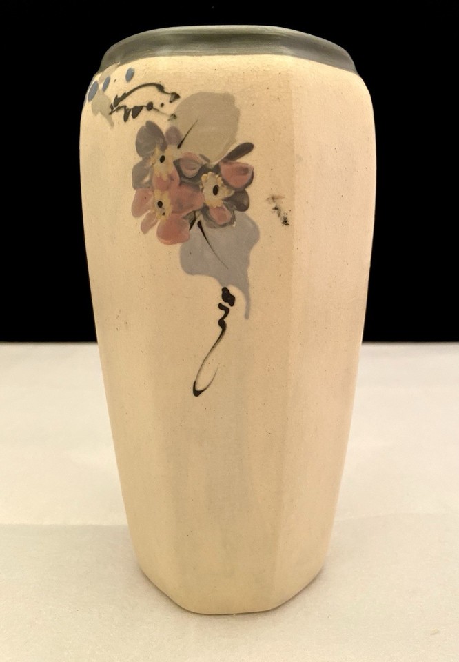 Vintage Weller Pottery Hudson White Vase W/Hand Painted Multi Color ...