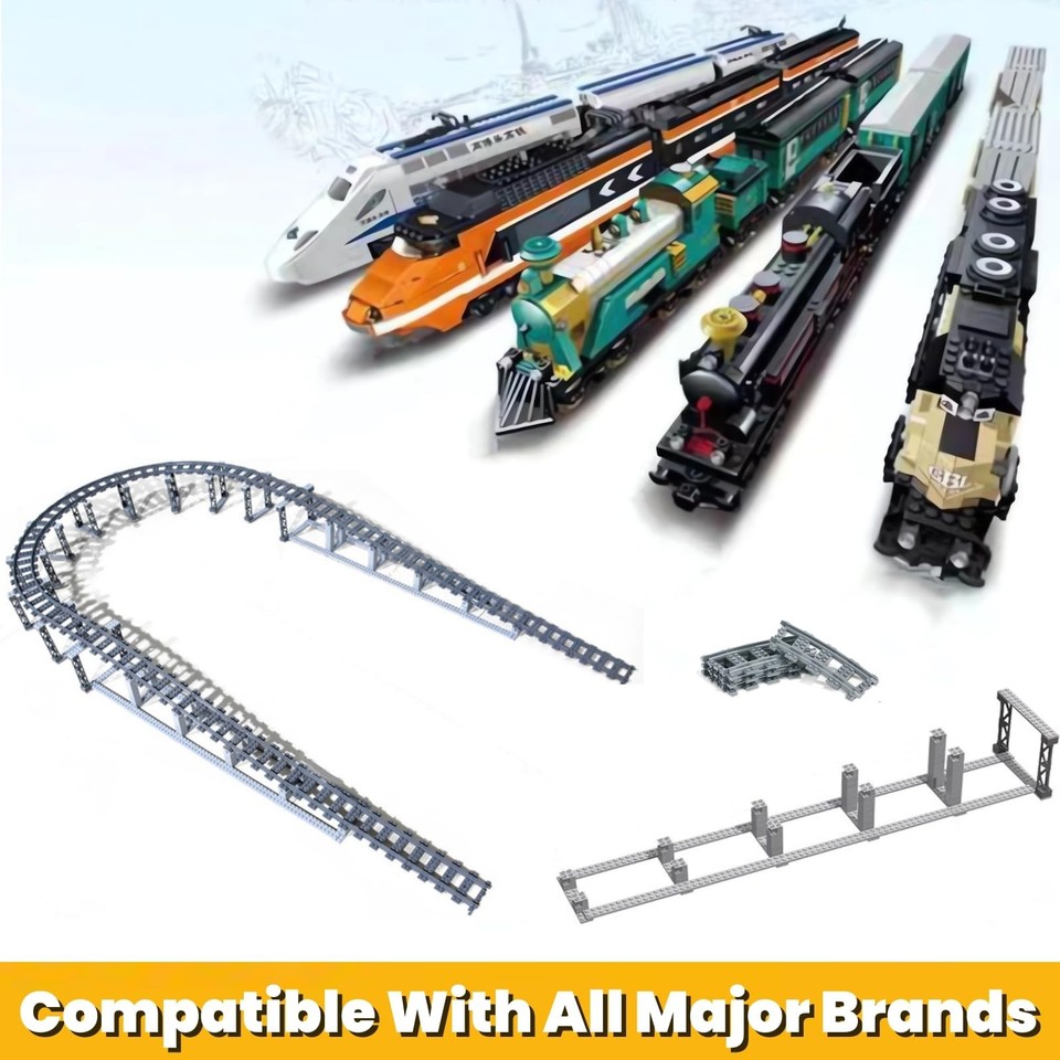 City Train Tracks Building Block Set, 212 Pcs Flexible Rails Train ...