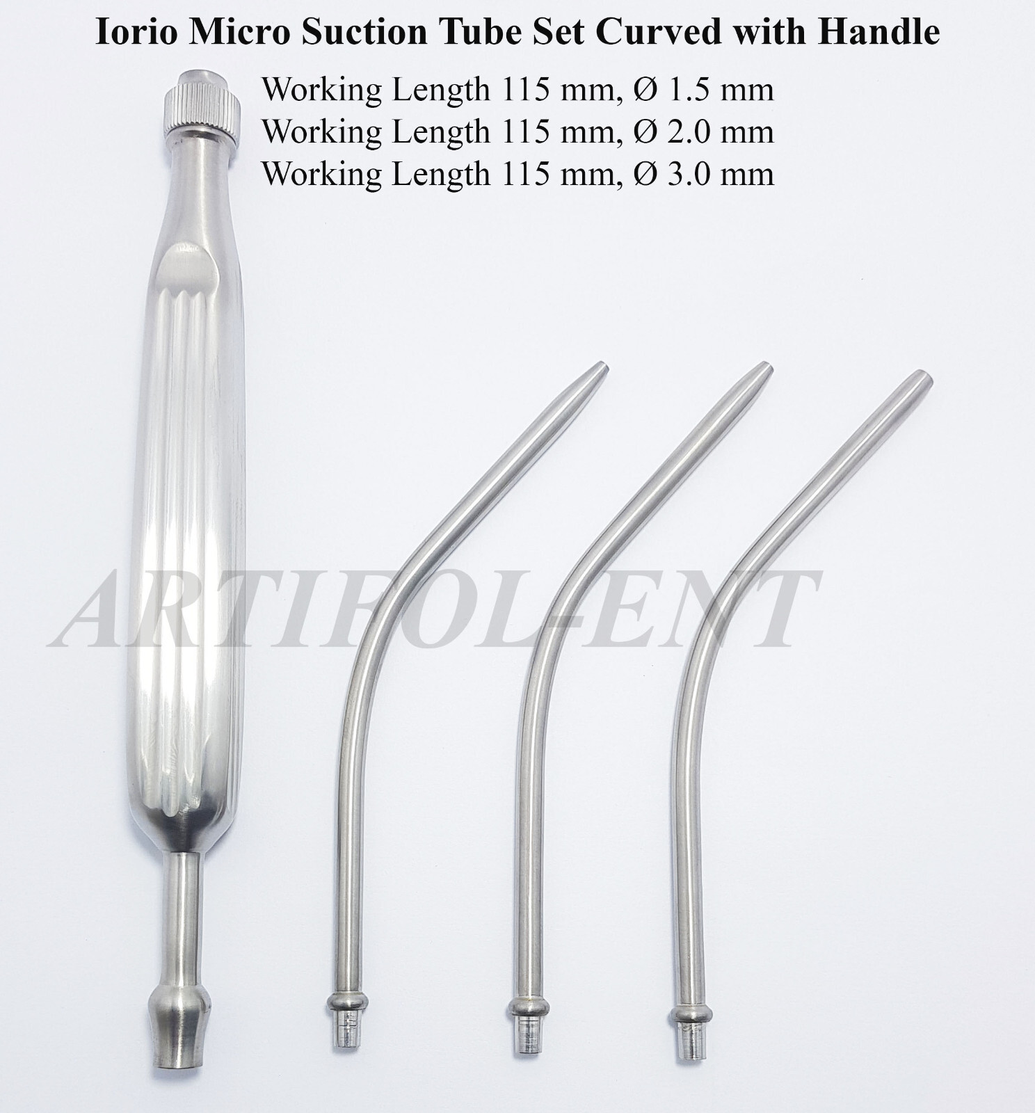 Iorio Micro Suction Tube Set Curved with Handle Working 115mm, Ø 1.5mm ...