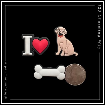 Shoe Charms for Crocs LAB DOG LABRADOR RETRIEVER GOLDEN Bone I ️ Love ...