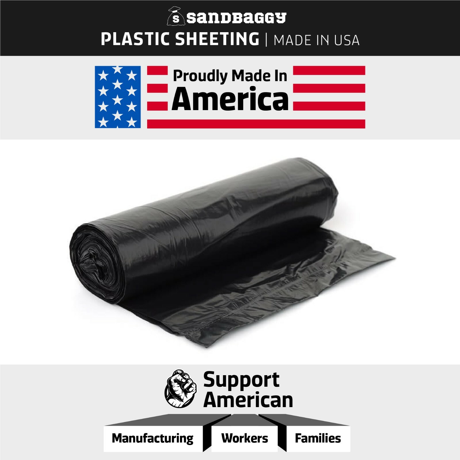 MADE IN USA - Plastic Sheeting Roll 20 ft. x 100 feet Black 6 Mil ...