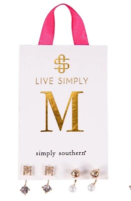 SIMPLY SOUTHERN INITIAL EARRINGS “M” NWT | eBay