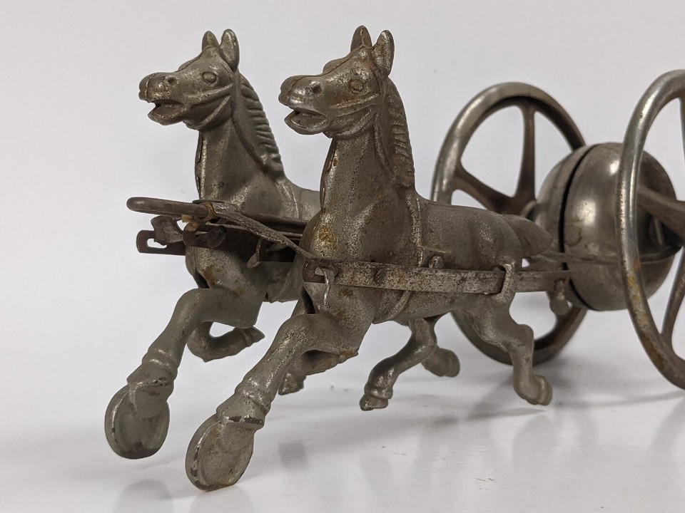 Rare Antique 1900's Watrous Metal Galloping Horse on Wheels Pull Toy w ...
