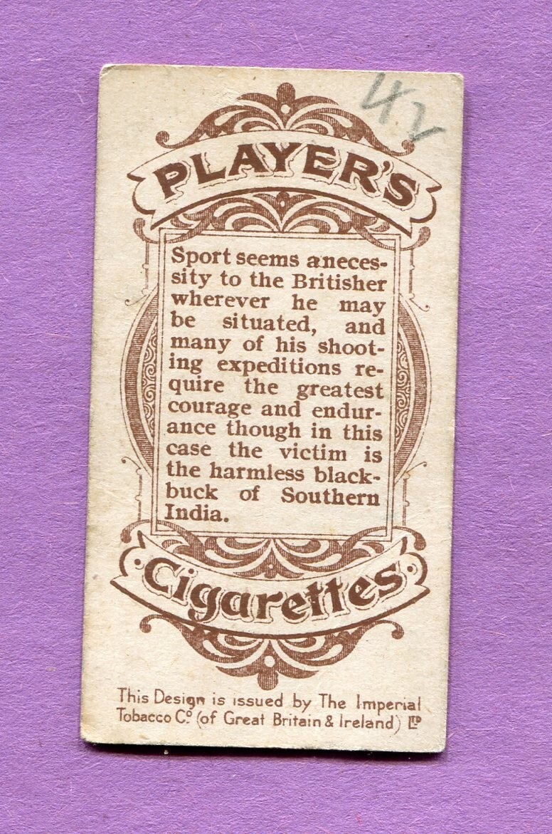 1904 JOHN PLAYER & SONS CIGARETTES BRITISH EMPIRE SERIES #42 BLACK BUCK ...
