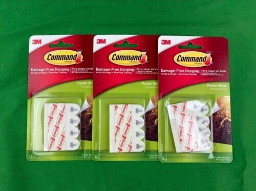 Lot of 3 3M Command Brand 17024ES Poster Damage Free Hanging 36 Strips ...