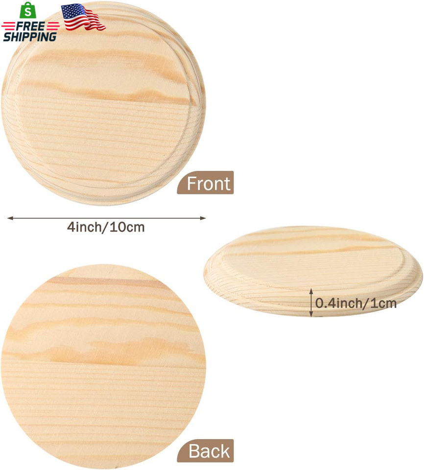 2Pcs 4 Inch Round Wooden Plaque Unfinished Pine DIY Crafts 313100355384 ...