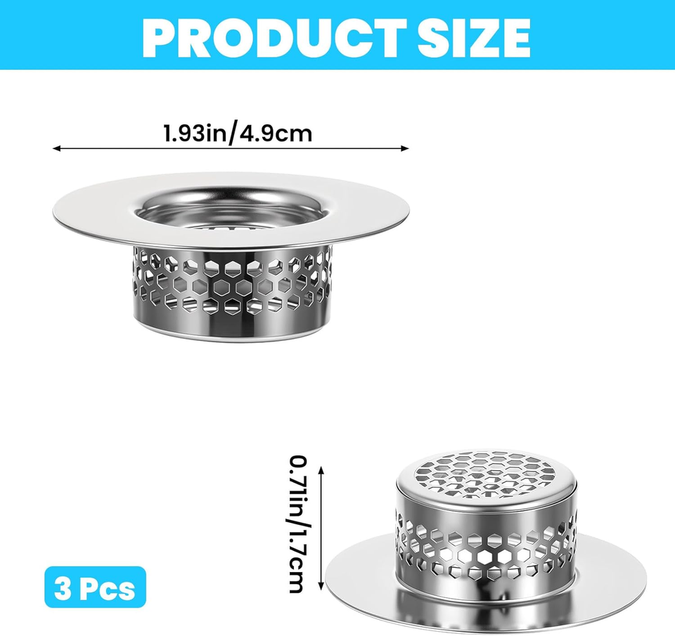 3 Pcs Bathroom Sink Strainer Mesh Bathtub Drain Cover Lavatory Sink ...