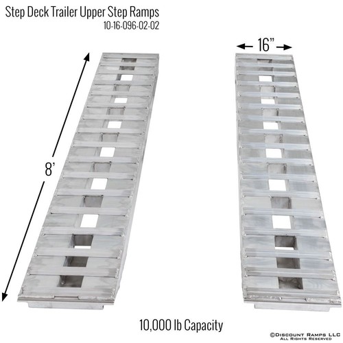 8' x 16" Drop Deck Trailer Ramps 10000 lb +Double Pin-On Ends 10-16-096 ...
