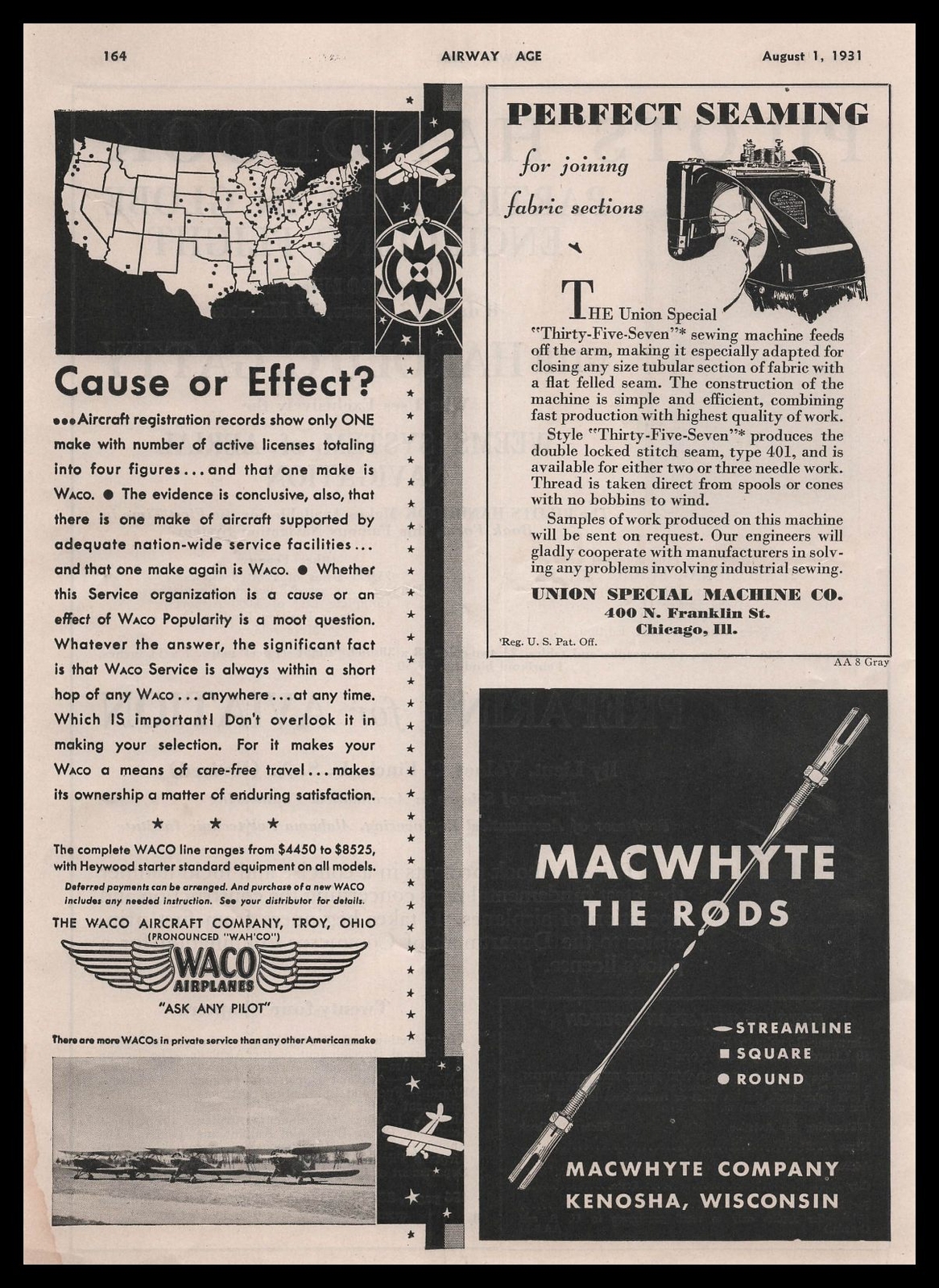 1931 Macwhyte Company Kenosha Wisconsin Aircraft Tire Rods Vintage ...