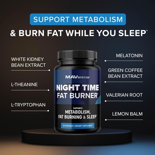 MAV Night Time Fat Burner for Weight Loss Support Sleep Aid Appetite ...