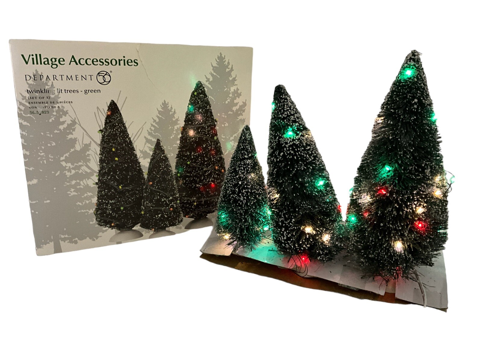 Department 56 Village Twinkling Lit Trees Light Green 3 Piece 52823 ...