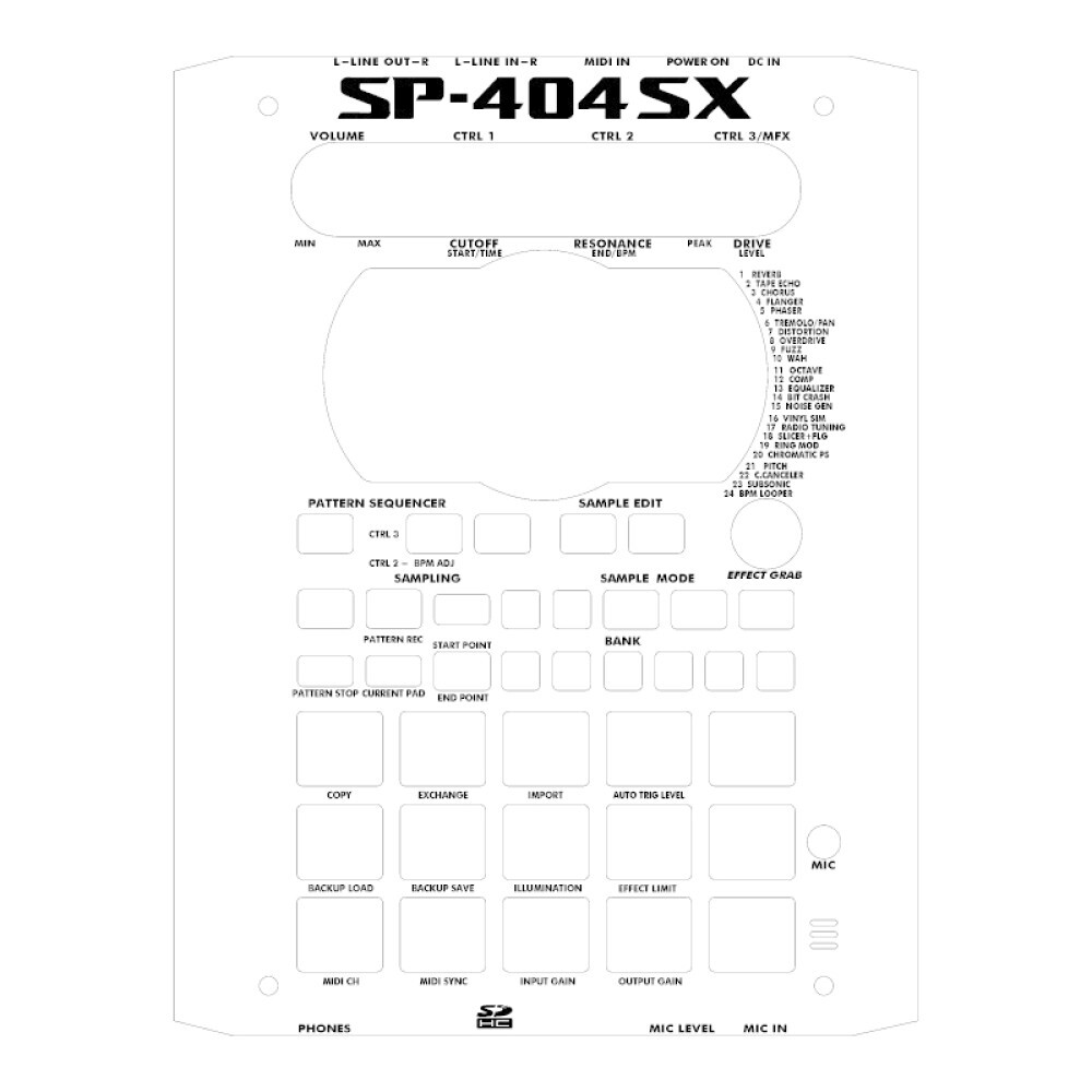 Roland SP-404SX Custom Skin White Black letters Skin Seal Sticker from ...