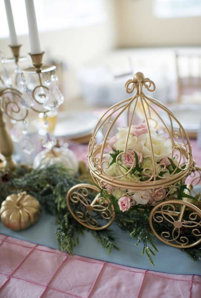 Gold Carriage Princess Wedding Party Decor Centerpiece Planter Pot ...