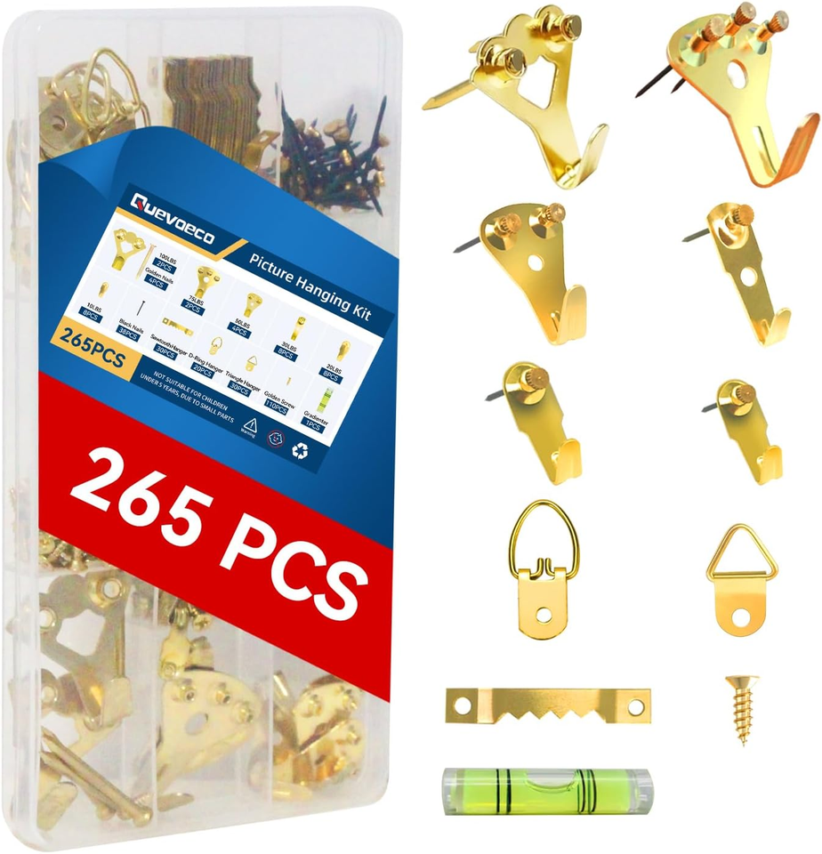 265Pcs Picture Hanging Hooks Kit with Nails for Hanging Pictures Heavy ...