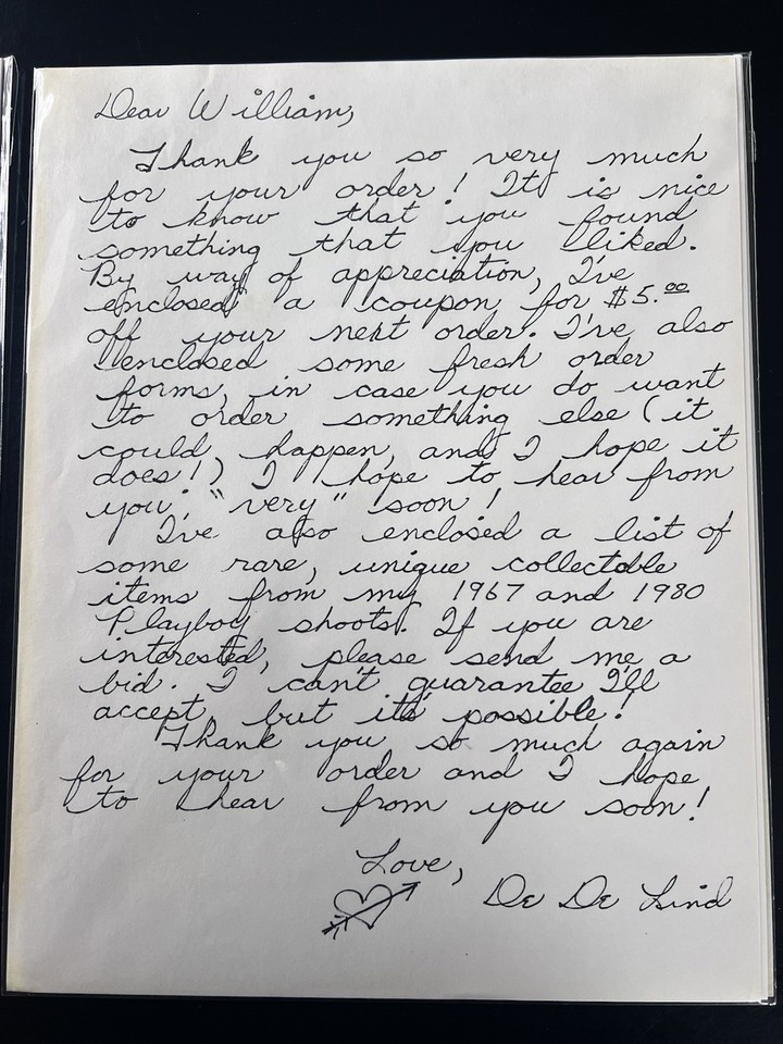 Vintage Playboy Adult Material Autographed Dede Lind Playmate Letter | eBay
