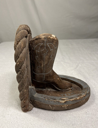 Vintage Single Cowboy Boot Horseshoe Texas Bookend ~ Western Bookend | eBay