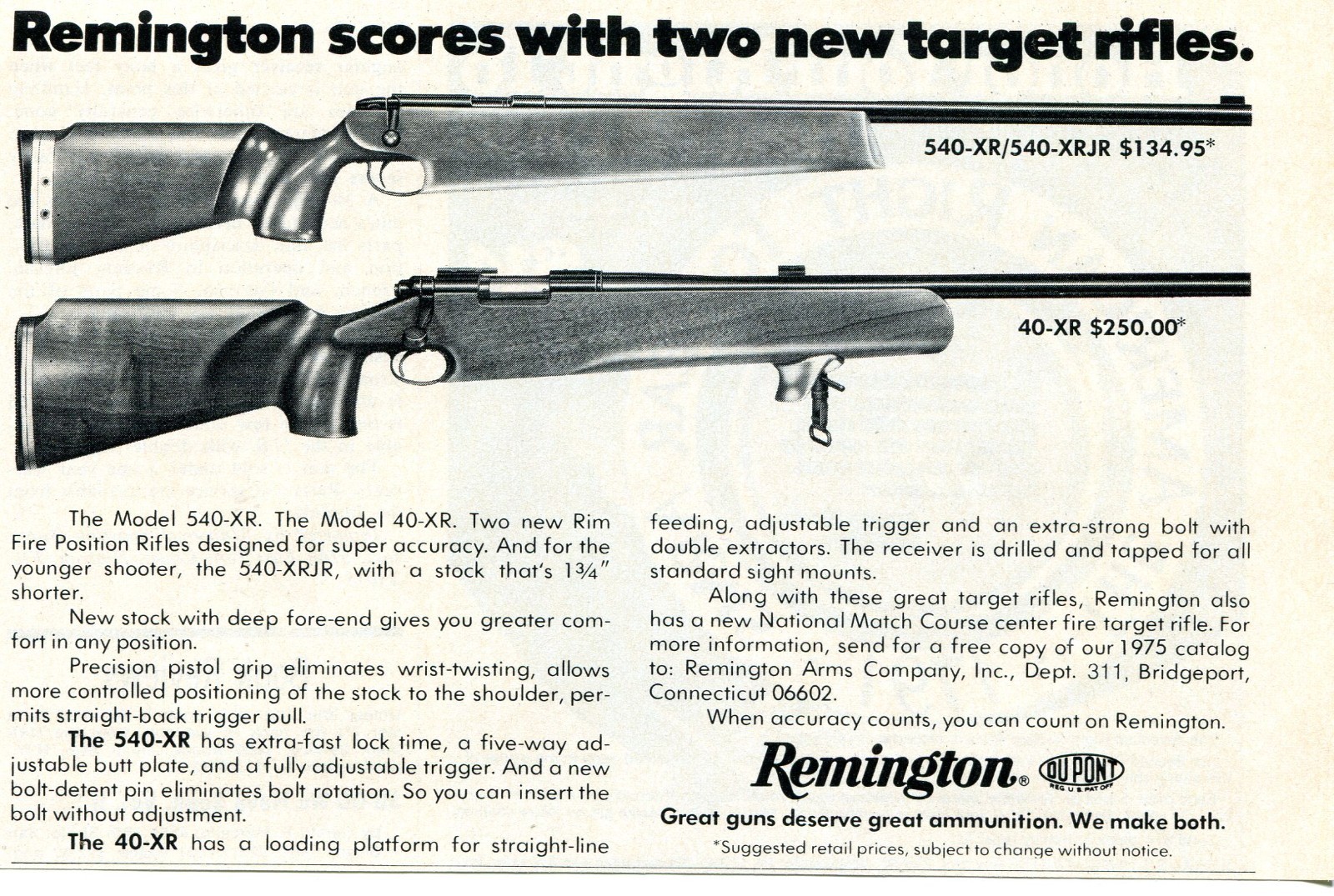 1975 Print Ad of Remington Model 540-XR & 40-XR Target Rifle | eBay