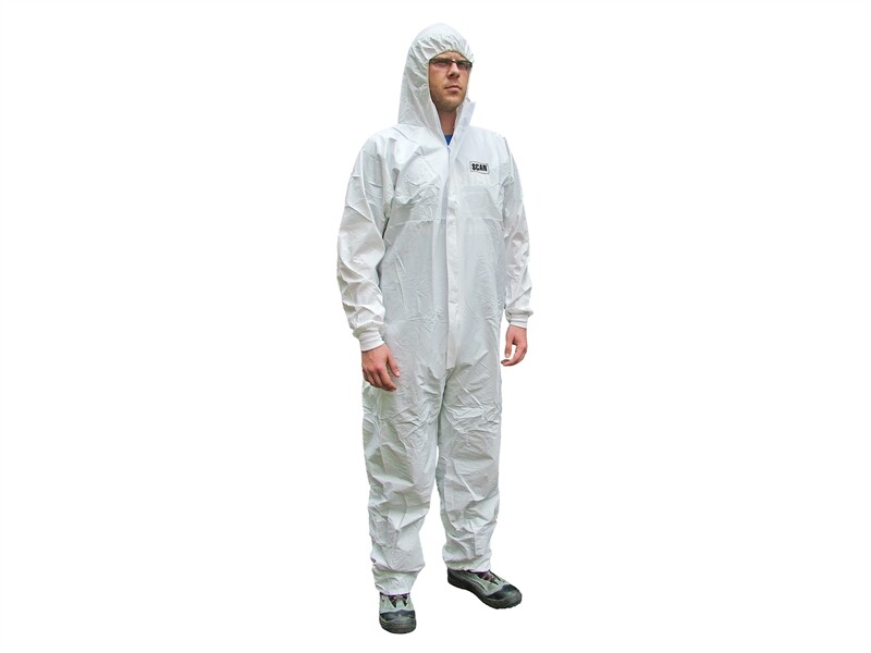 Scan Chemical Splash Resistant Disposable Coverall White Type 5/6 M (36 ...