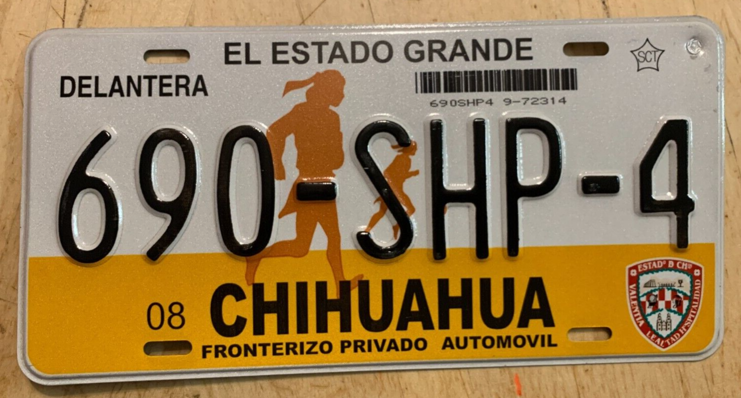 CHIHUAHUA MEXICO GRAPHIC LICENSE PLATE " 690 SHP 4 " CHIH RUNNING ...