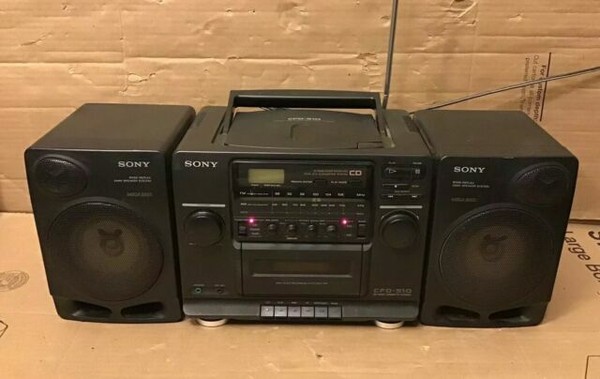 Sony Cfd-510 Boombox Stereo Am FM Cassette CD Mega Bass Detachable ...