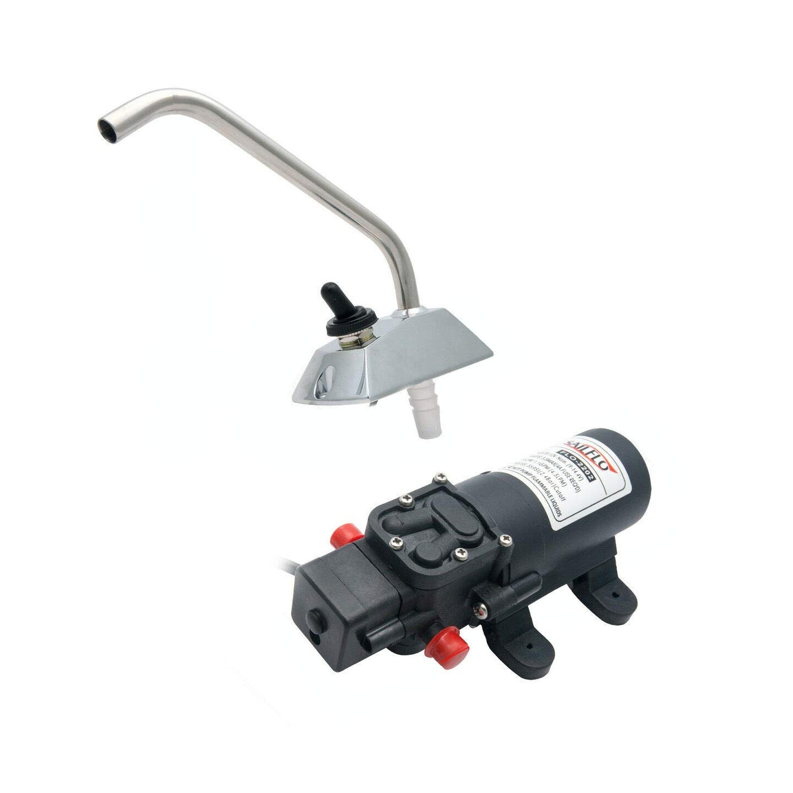 SAILINGFLO 12V Pressure Diaphragm Pump with 360° Spin Faucet/Tap and ...
