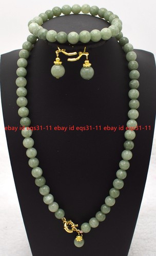 6/8/10/12mm Natural A Green Jade Gems Round Beads Necklace Bracelet ...