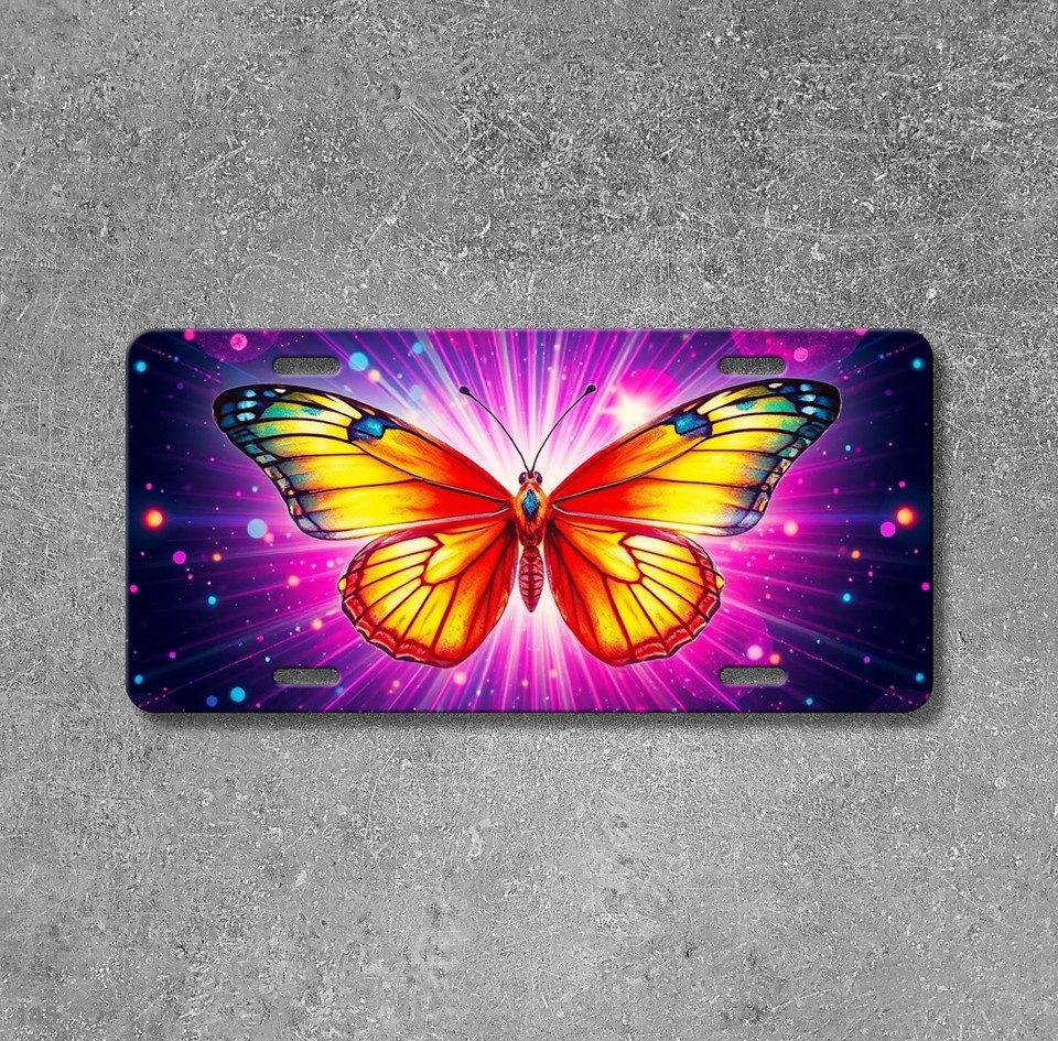 Butterfly License Plate Vanity Plate Add Text Bright Butterfly Print ...
