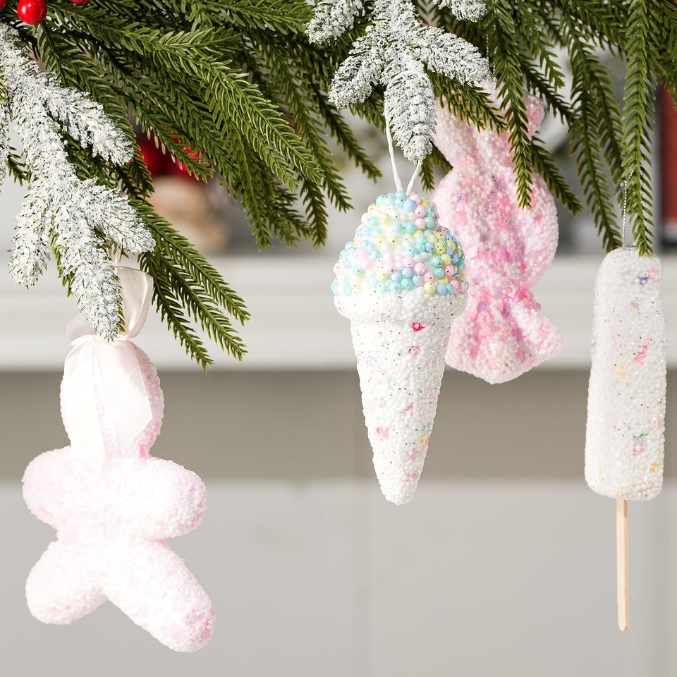 12 Pcs Pink Christmas Candy Cane Donuts Cupcakes Ice Cream Bow ...
