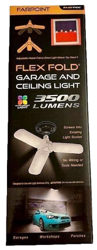 Farpoint Garage Ceiling Light 3500 Lumens Flex Fold No Wiring ...