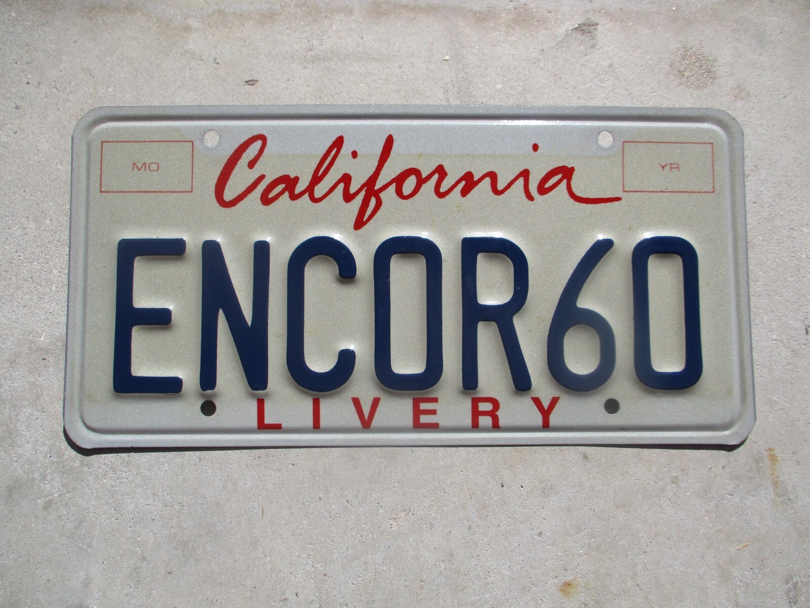 California Livery vanity license plate # ENCOR60 | eBay