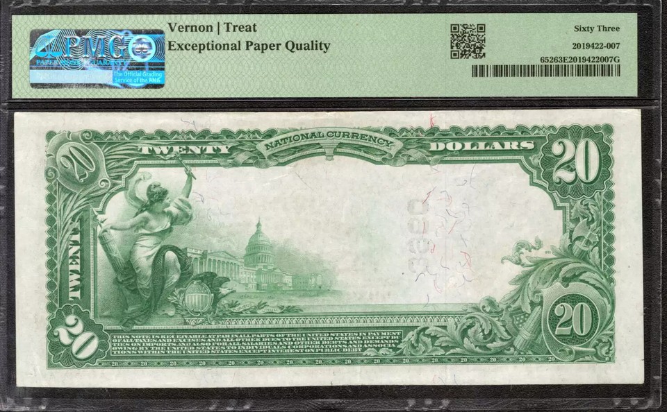 1902 $20 FIRST NATIONAL BANKNOTE CURRENCY FR.652 ALBION NEBRASKA PMG 63 ...
