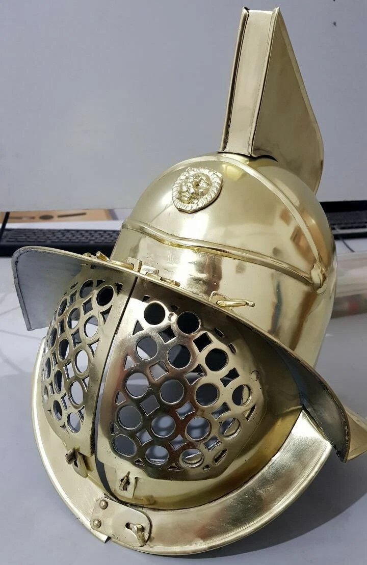 Medieval Gladiator Helmet 18GA SCA LARP Brass Reenactment Armor Helmet ...