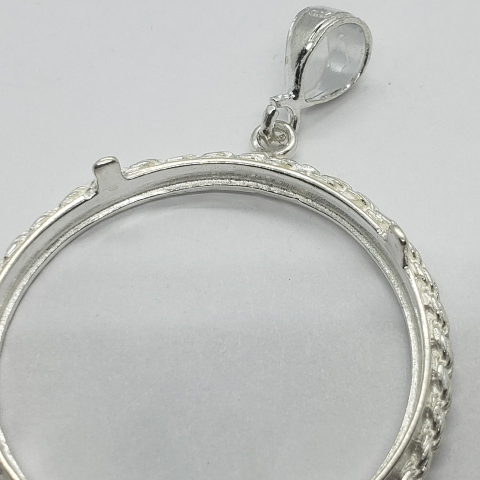 Sterling Silver Silver Eagle Rope Bezel 41 mm Coins 1 oz Dollar Coin ...