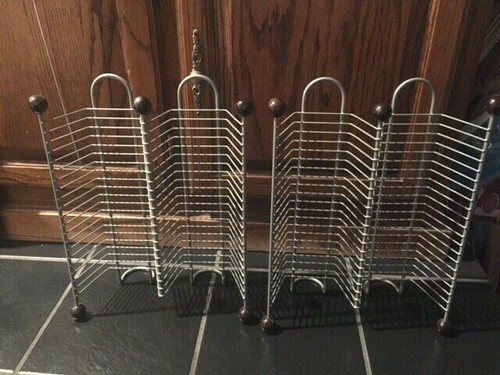 ~~TWO Vintage CD METAL RACKS *HOLD 80 CDs* Sleek Stands Holders ...