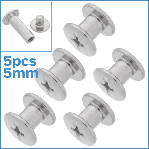 5 Sets 5mm x 5mm Chicago Bookbinding Screws Binding Post Nickel Album ...