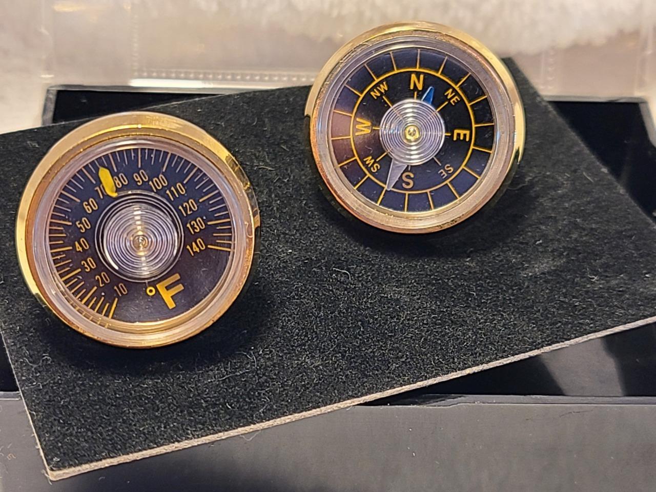 1950-60'S BRASS GOLD TONED STEAMPUNK THERMOMETER COMP… - Gem